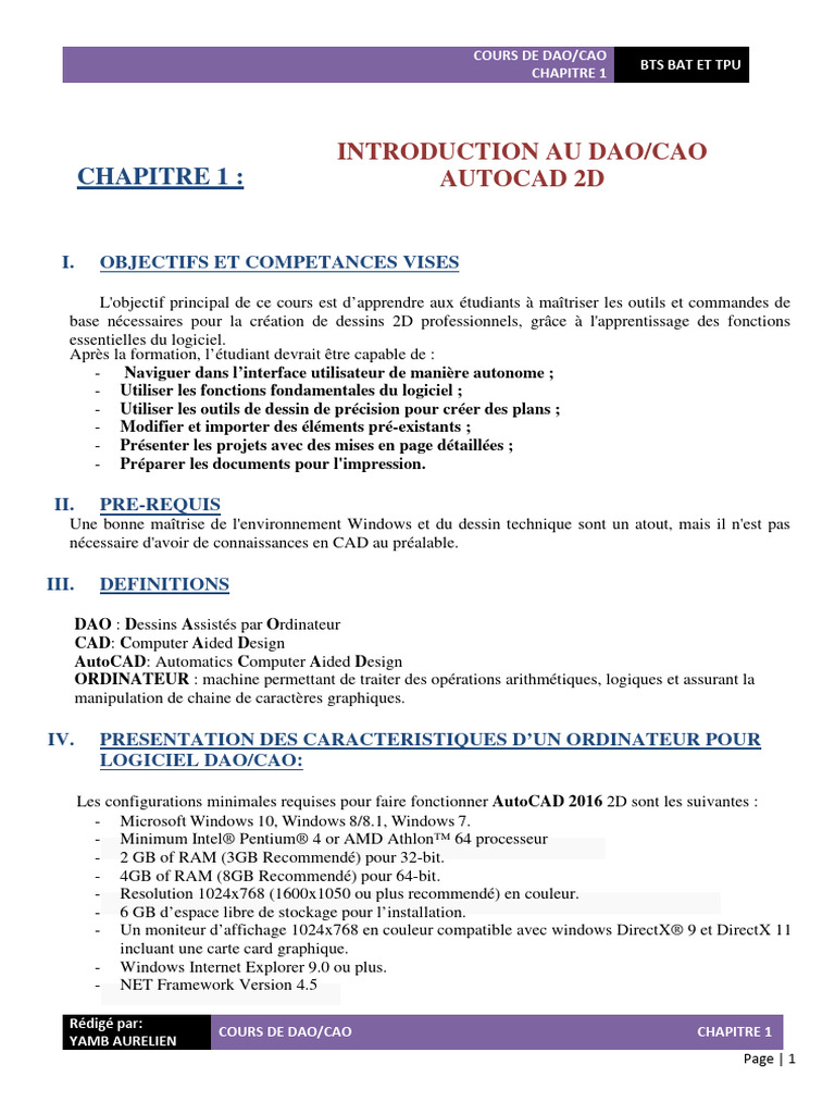 Chapitre1 Cao-Dao Bts Bat Et TP | PDF