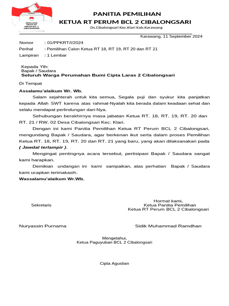 Undangan Panitia RT New | PDF