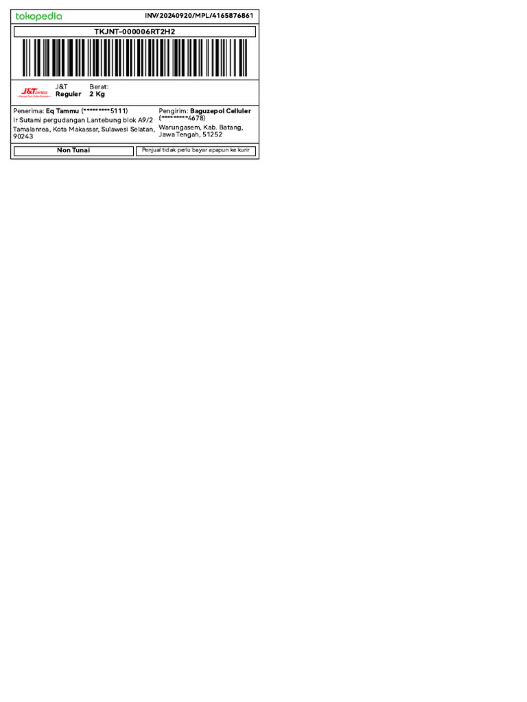 Shipping Label Sepatu Jordan 36 | PDF