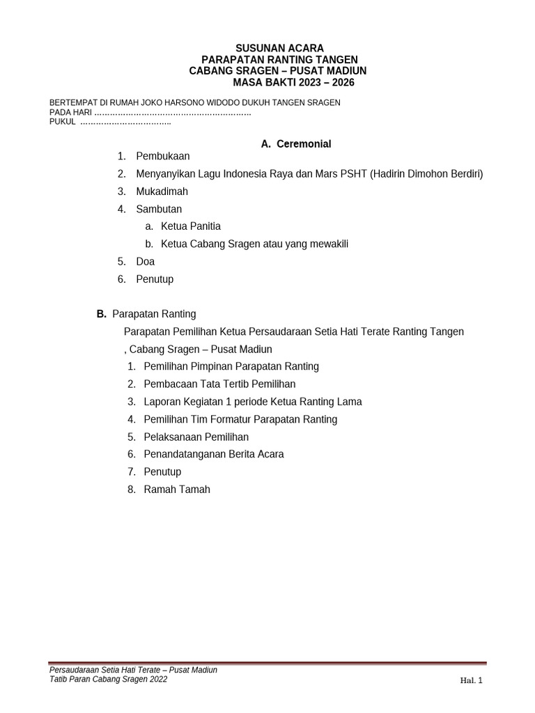 Susunan Acara | PDF