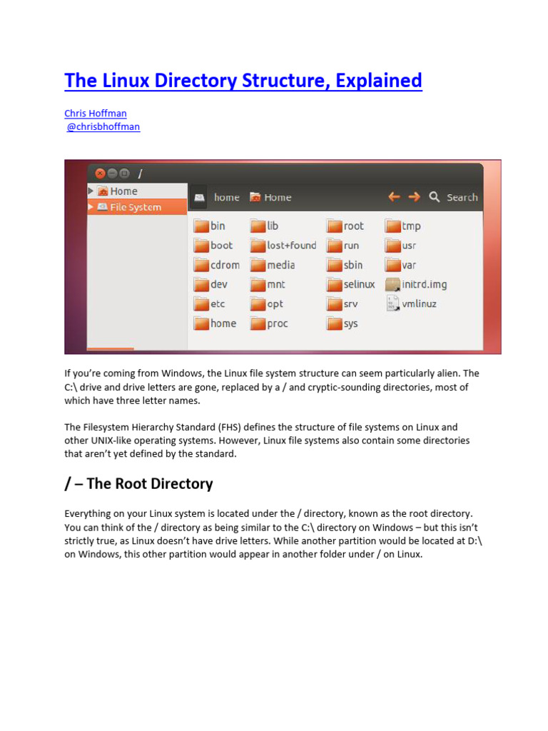 The Linux Directory Structure | PDF