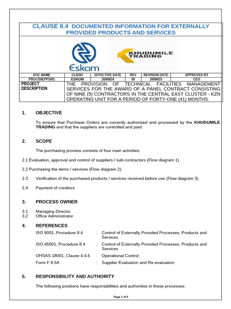 B2 Documented Information For Externally Provided Products and Services | PDF