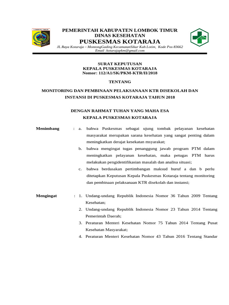 4. SK MONITORING DAN PELAKSANAAN KTR | PDF