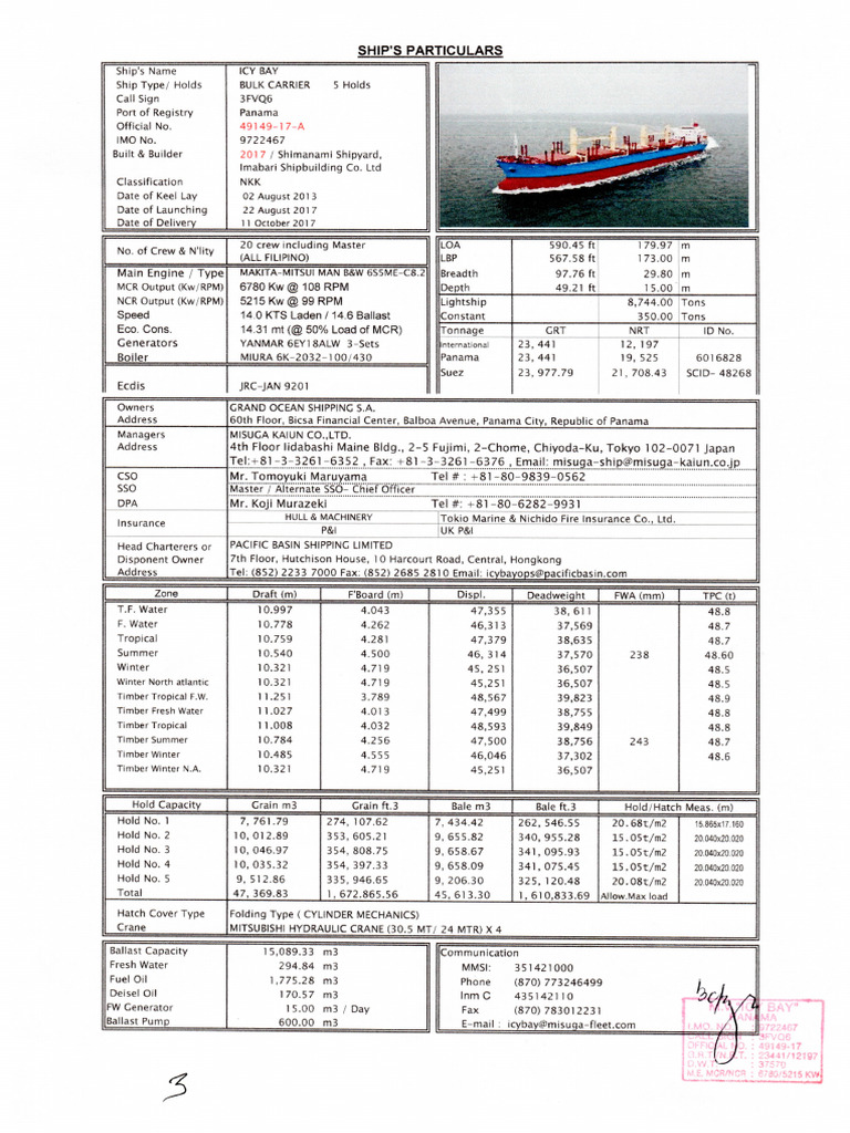 Ship's Particulars | PDF