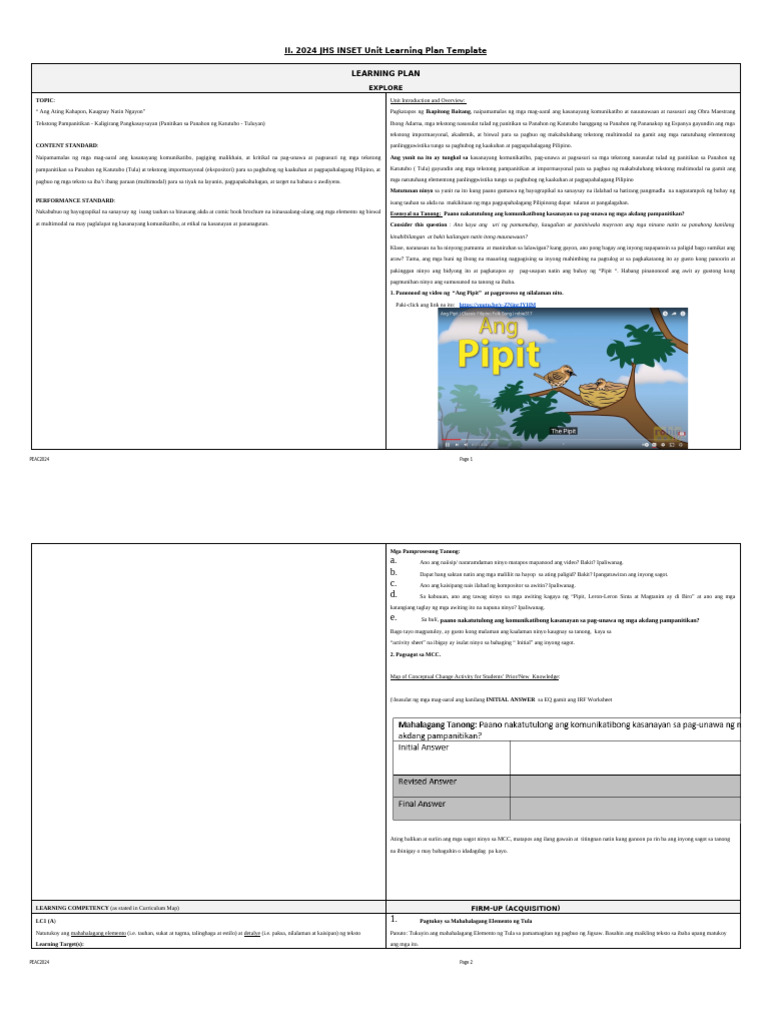 SAMPLE CURRICULUM MAP & LEARNING PLAN (1) | PDF