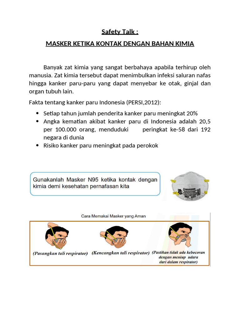 Materi Safety MASKER KETIKA KONTAK DENGAN BAHAN KIMIA | PDF