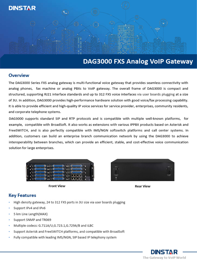 DAG3000 312S Analog VoIP Gateway Datasheet | PDF