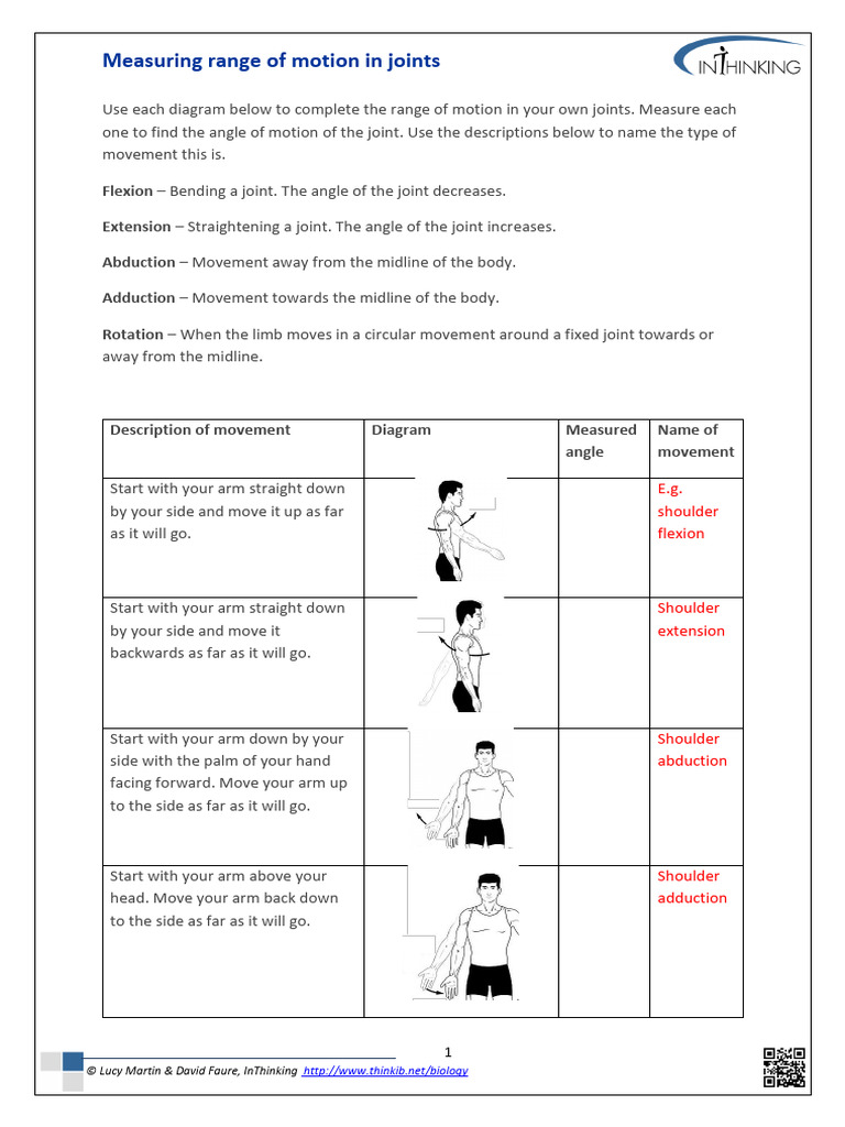 3 - Measuring Range of Motion - Model Answers | PDF