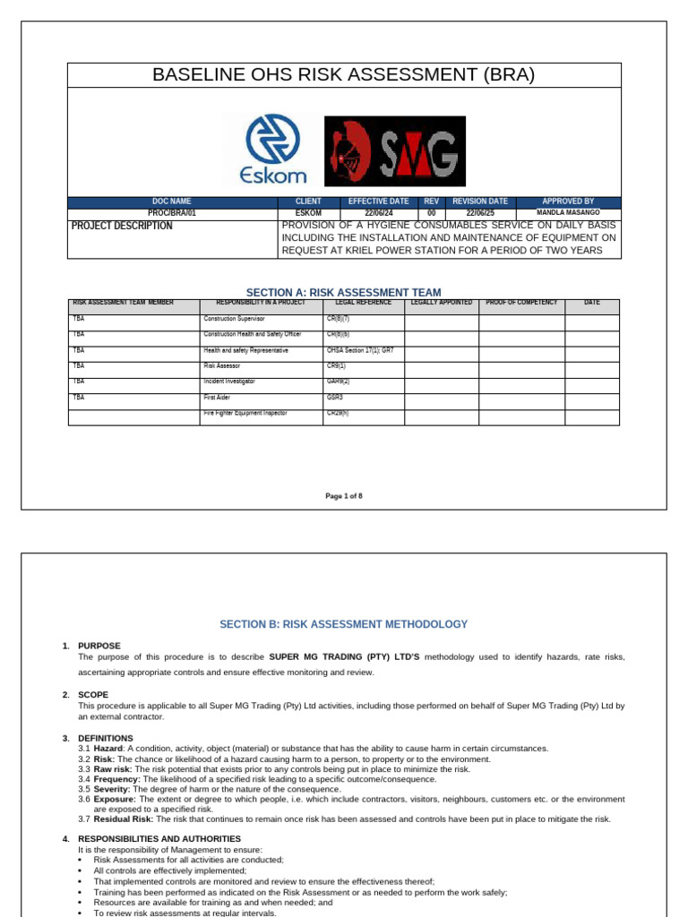 3. BASELINE SHE RISK ASSESSMENT (BRA) | PDF