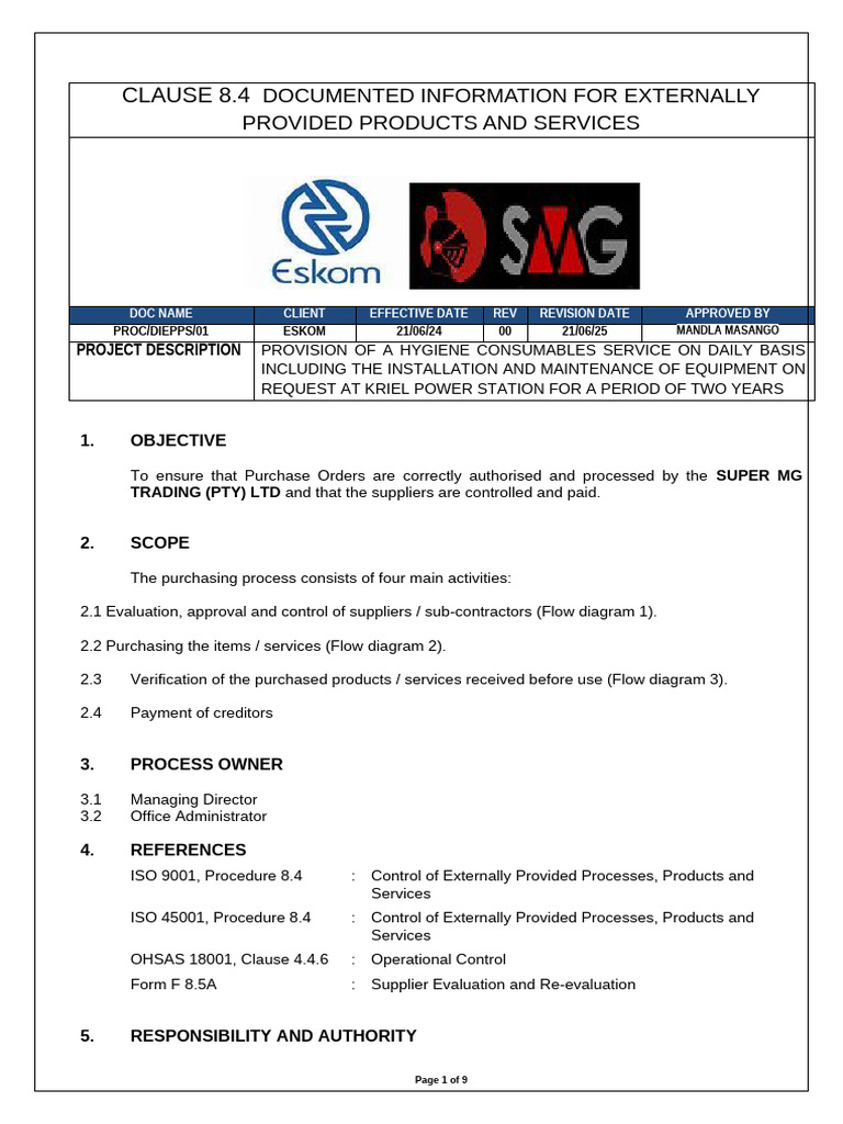 B2 Documented Information For Externally Provided Products and Services | PDF