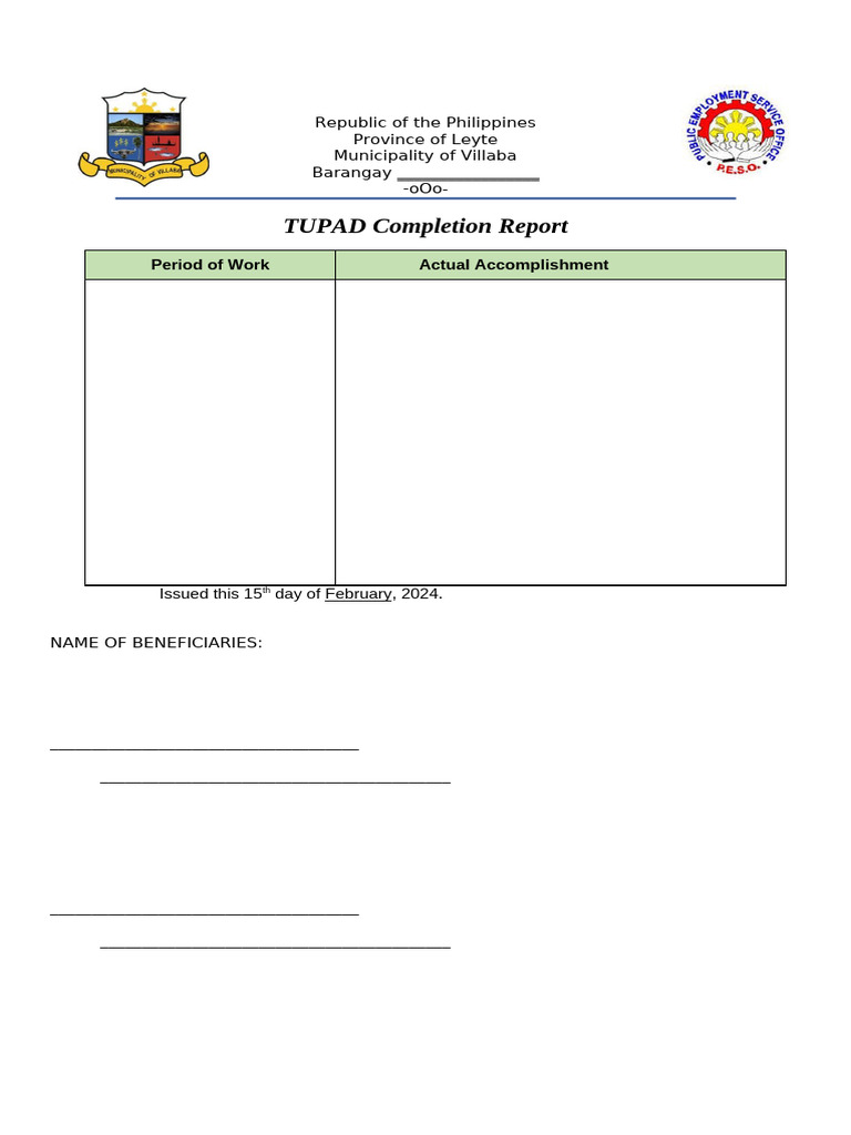 Annex K - TUPAD Completion Report | PDF