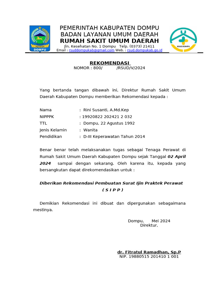 SIP PPPK An - Rini Susanti, A.md - Kep | PDF | Business