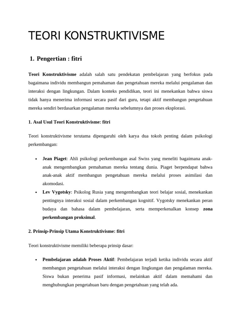 Teori Konstruktivisme | PDF