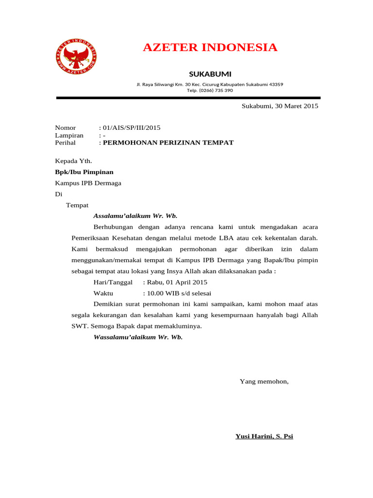 Surat Permohonan Izin (Recovered) | PDF