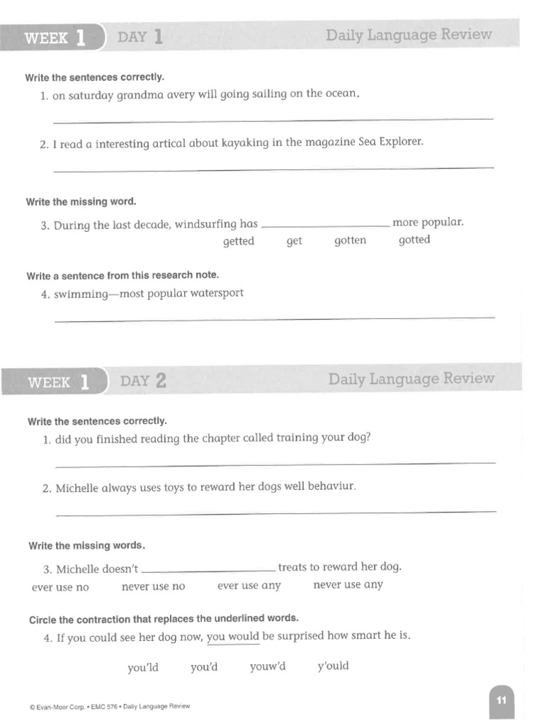 G6 Daily Language Review | PDF