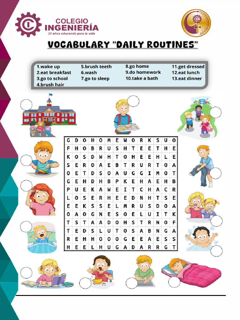 Daily Routines Wordsearch | PDF