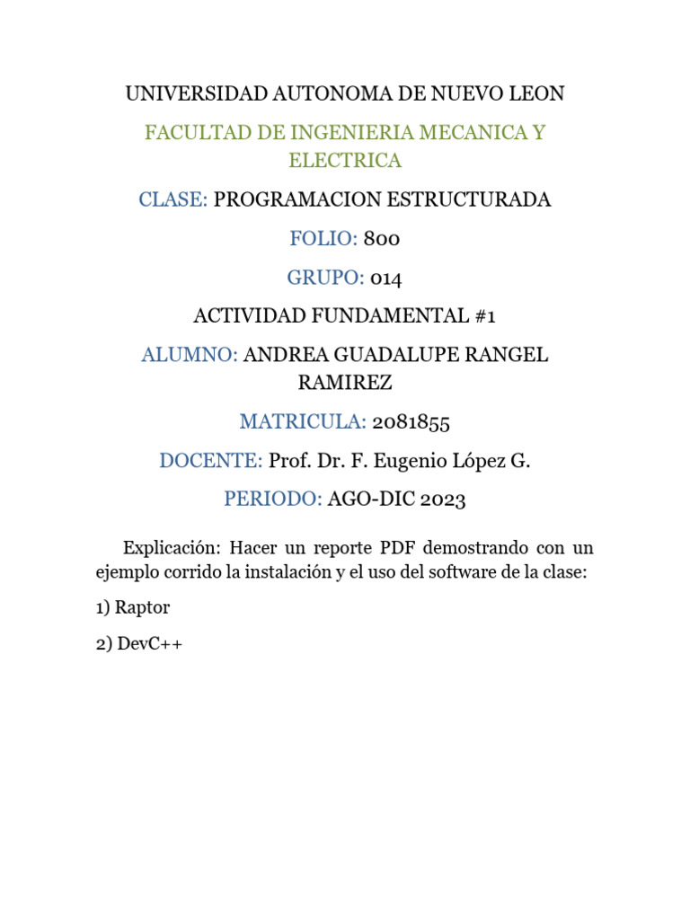 Actividad Fundamental #1 Programacion Estructurada | PDF
