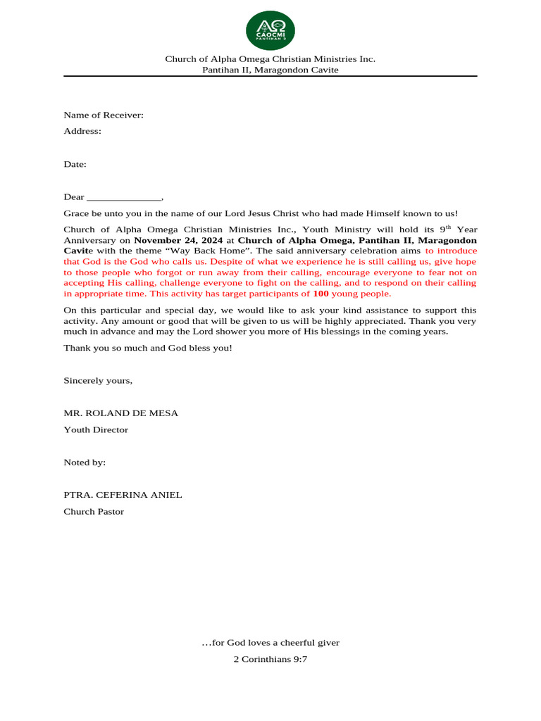 Solicitation Letter Final | PDF