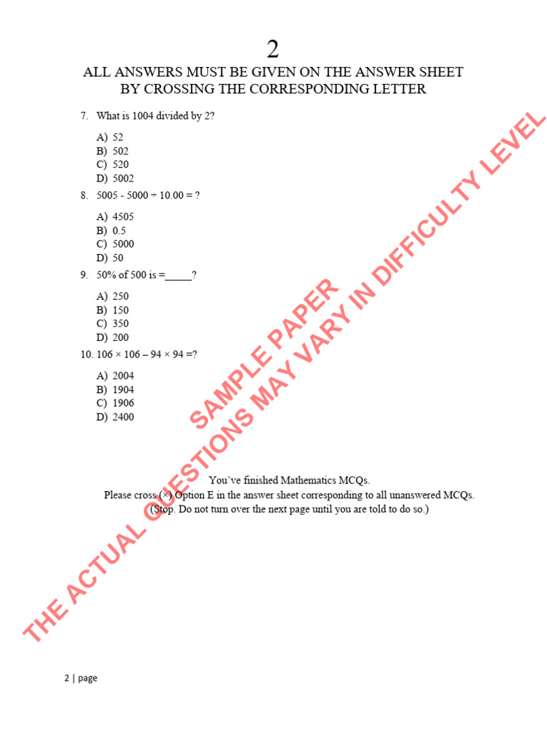PGD Sample Paper Sample20 2 | PDF