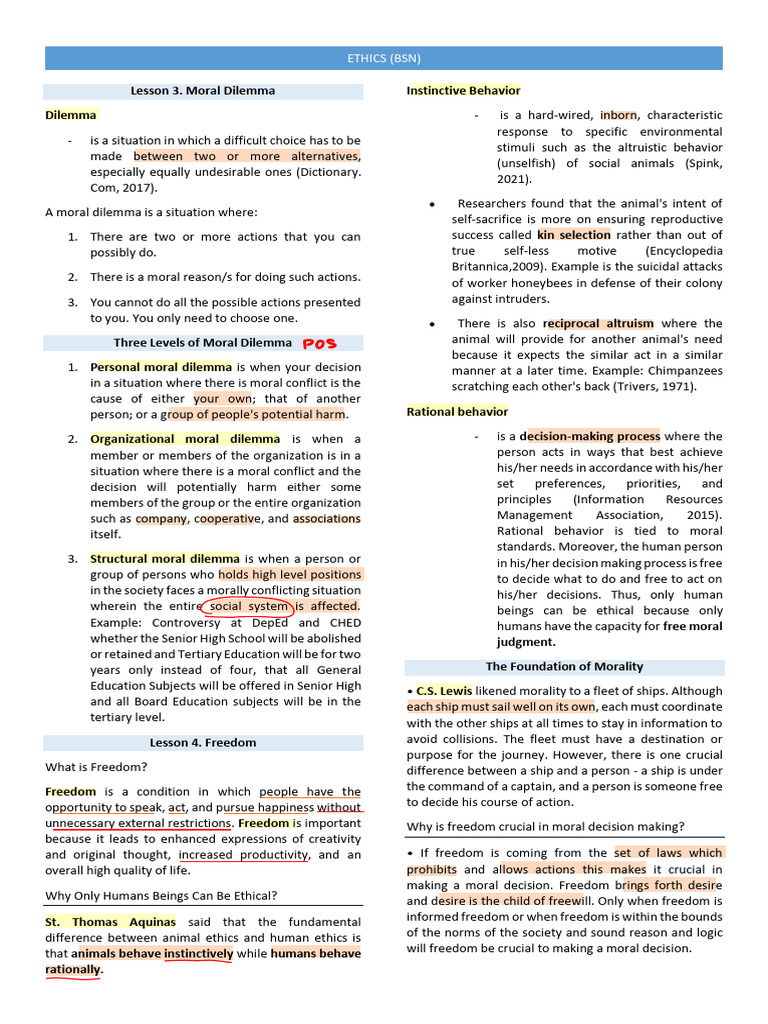 Ethics Lesson 3 4 | PDF