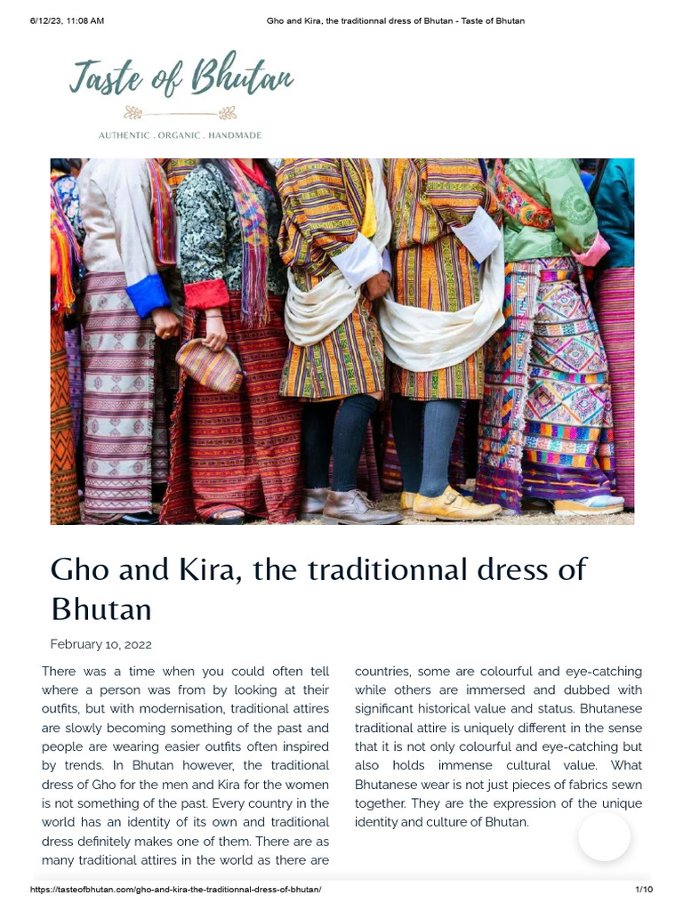 Gho and Kira, The Traditionnal Dress of Bhutan - Taste of Bhutan | PDF