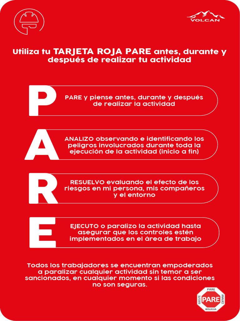 Uso de la Tarjeta PARE en Seguridad Laboral | PDF