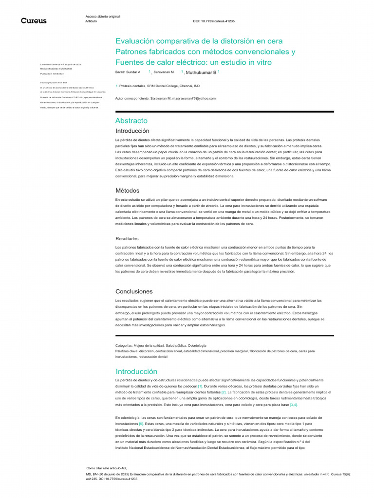 Comparative Evaluation of Distortion in Wax Patter | PDF