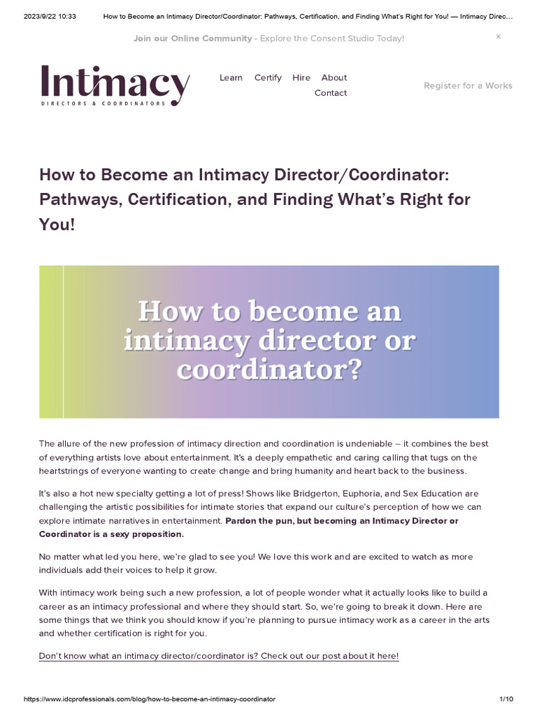 How To Become An Intimacy Director - Coordinator - Pathways ...