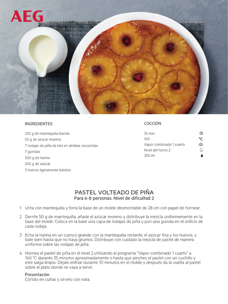 Pastel Volteado de Piña Fácil y Rápido | PDF