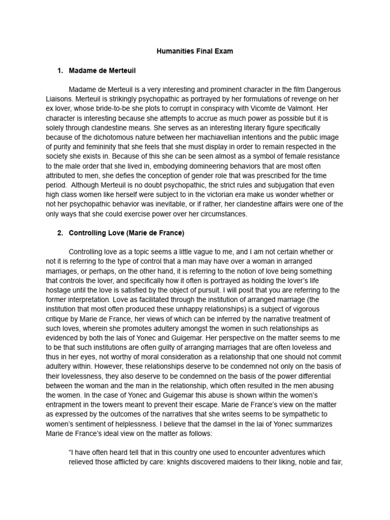 Humanities Final Exam | PDF