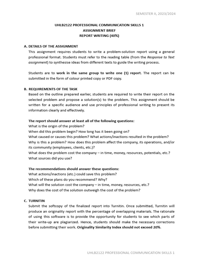 Assignment Guide (Report Writing) Ii | PDF | Apa Style | Citation