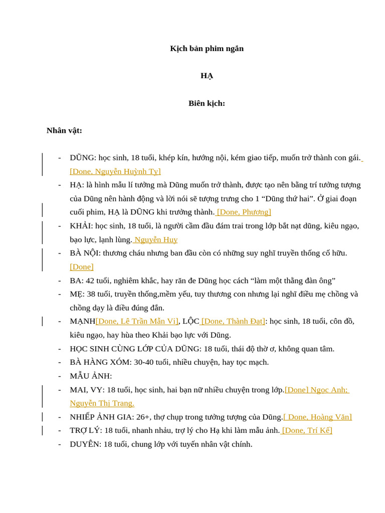 Kịch Bản Chính Thức VHUD | PDF