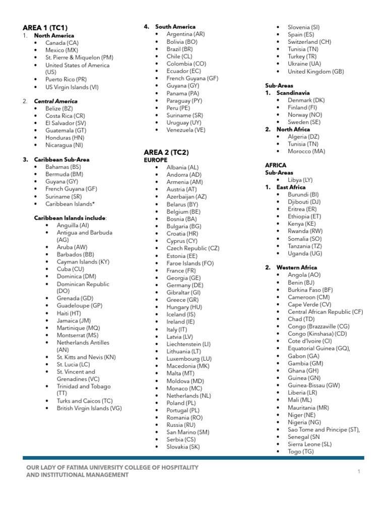 IATA Traffic Conference Areas | PDF