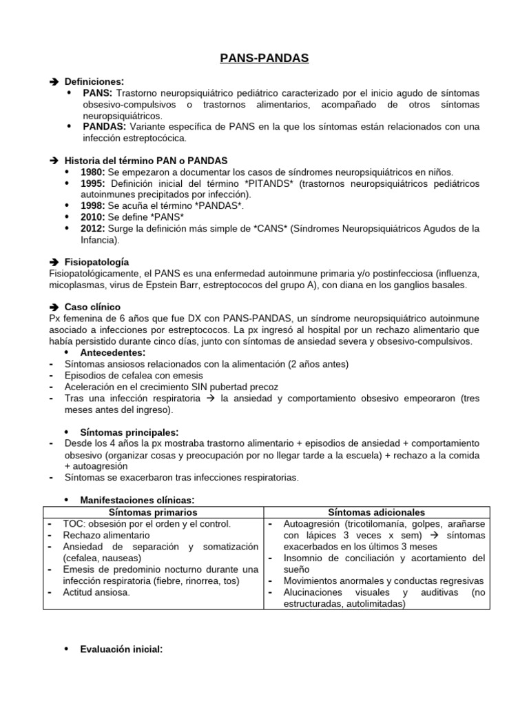 Pans-Pandas Reporte de Caso | PDF