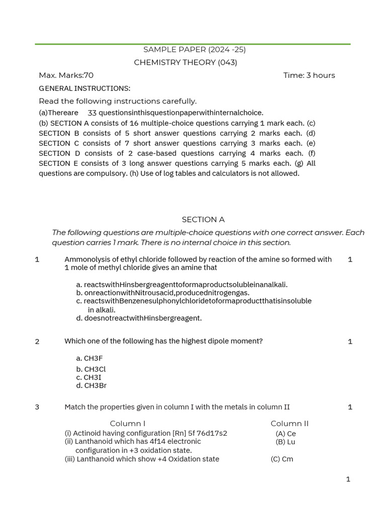 Chemistry Sqp Pdf Pdf