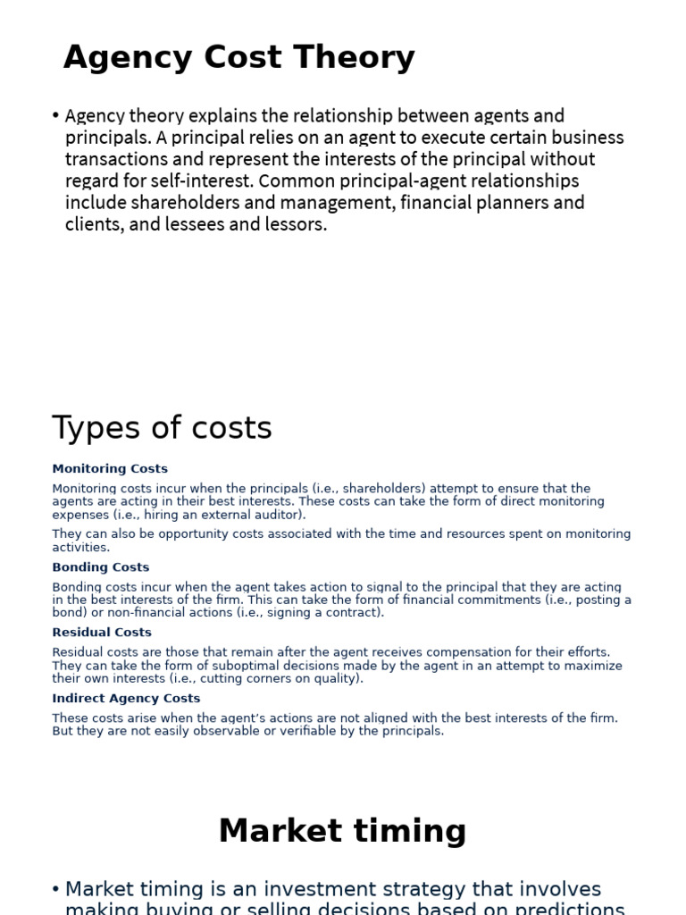 Agency Cost Theory | PDF