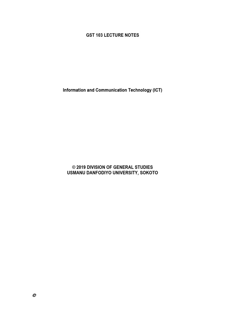 GST 103 Lecture Notes 2021 | PDF