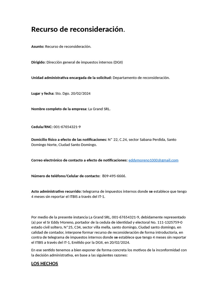 Recurso de Reconsideración | PDF