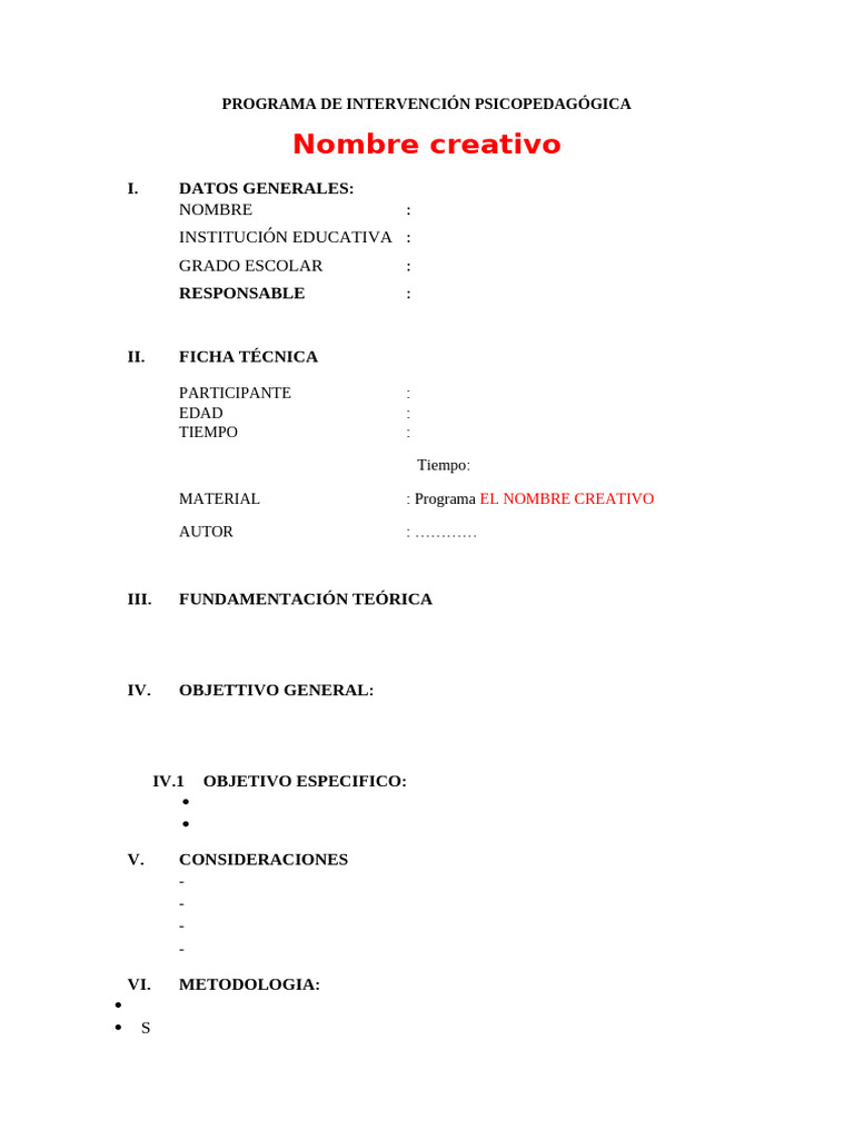 plantilla de programa psicoeducativo | PDF