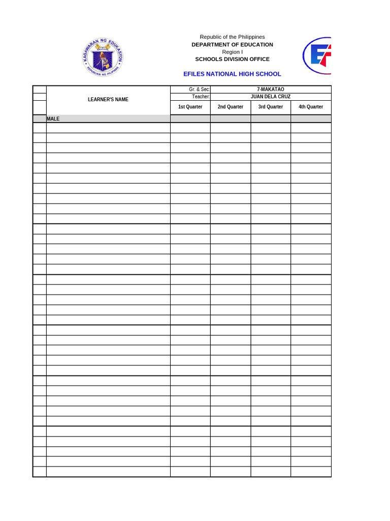 Grade Classification Template | PDF