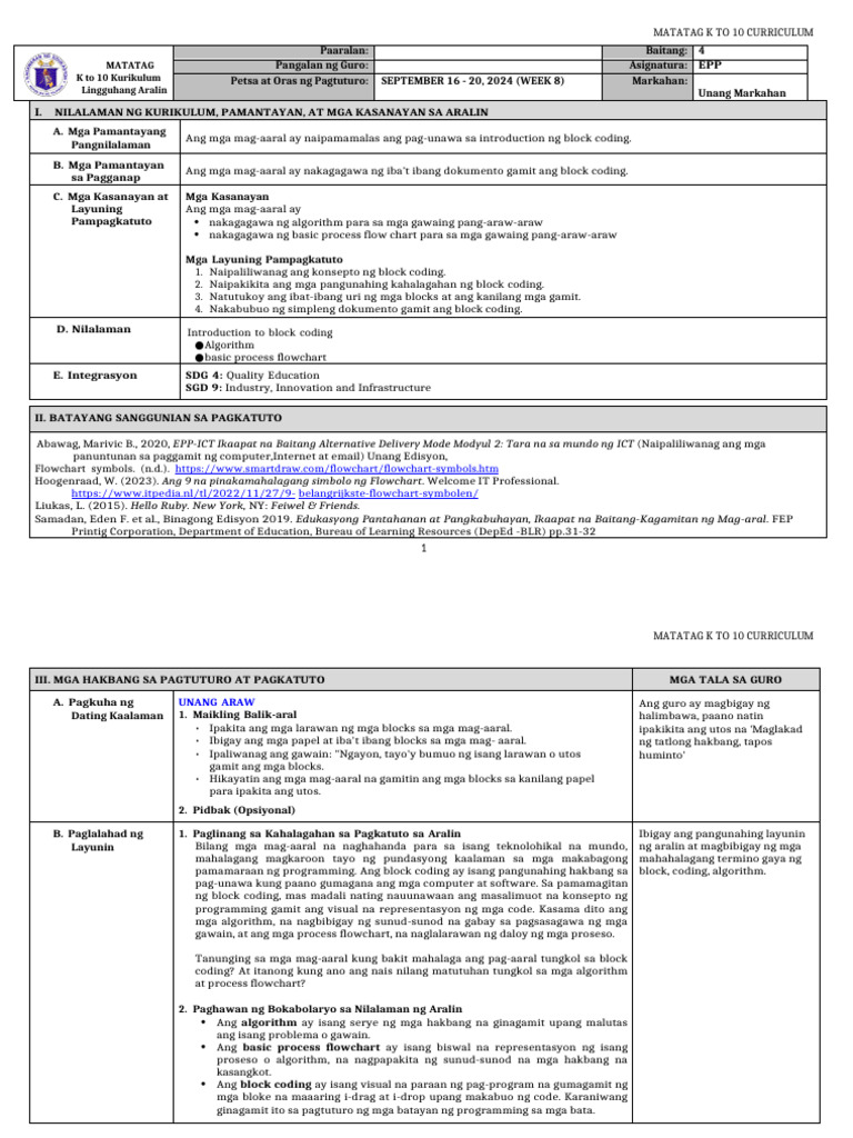 DLL Matatag - Epp 4 Q1 W4 | PDF