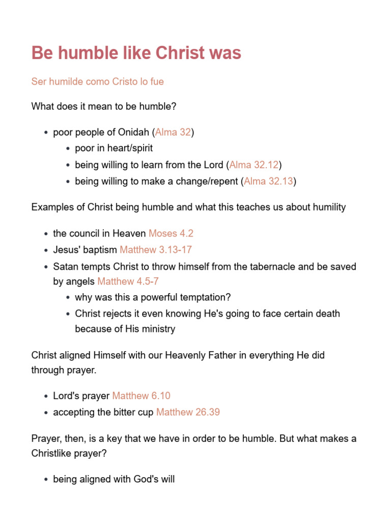 Be Humble Like Christ Was | PDF