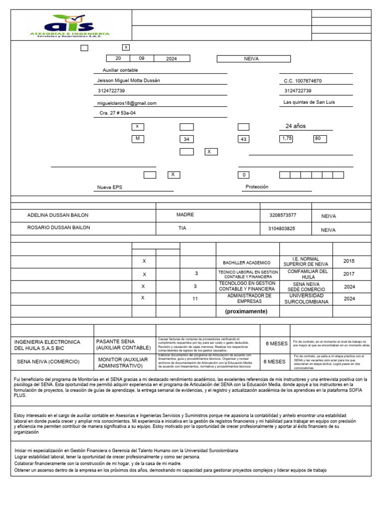 Gth-sr-fo-001-Formato Entrevista de Seleccion Jeisson Dussan | PDF