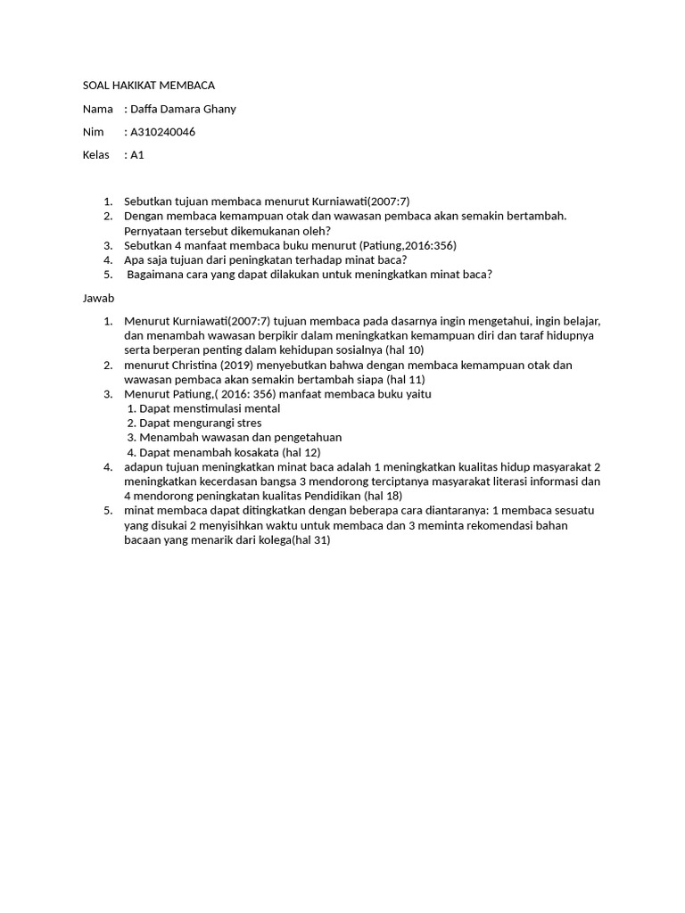 HAKIKAT MEMBACA - Daffa Damara Ghany | PDF