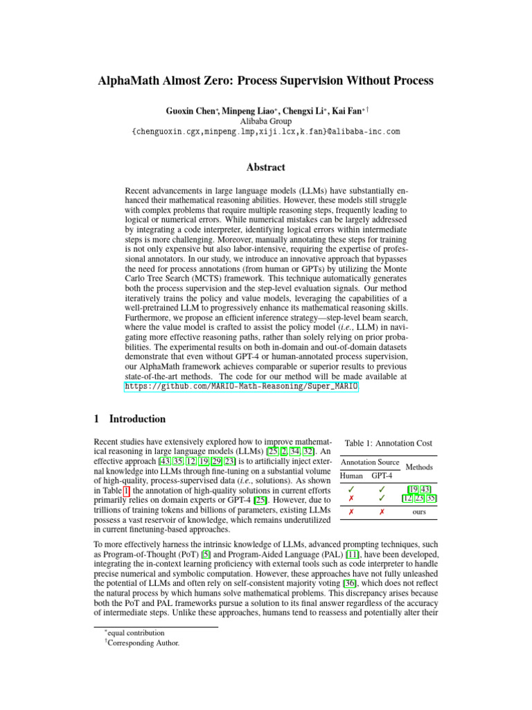 AlphaMath Almost Zero Process Supervision Without Processv2 | PDF