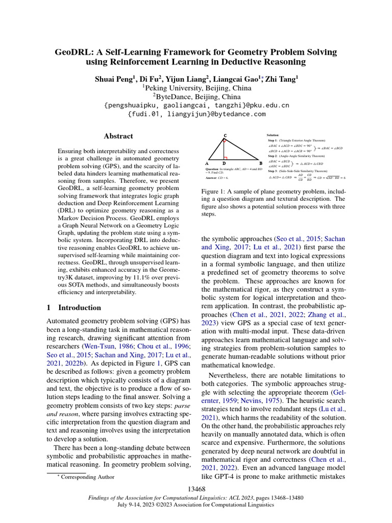 A Self-Learning Framework For Geometry Problem Solving | PDF
