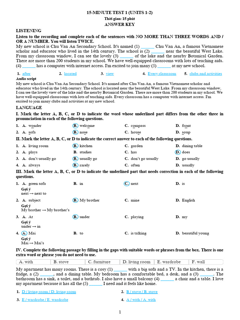 Answers and Audio Script | PDF