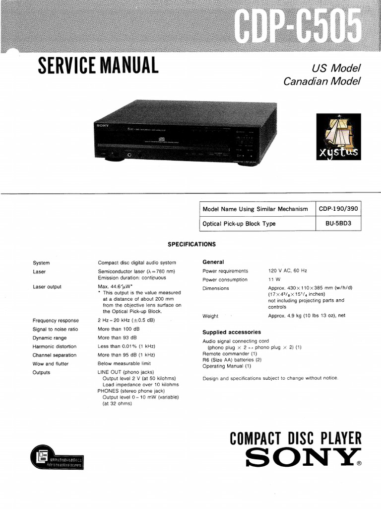 CDP-C505 Service Manual | PDF