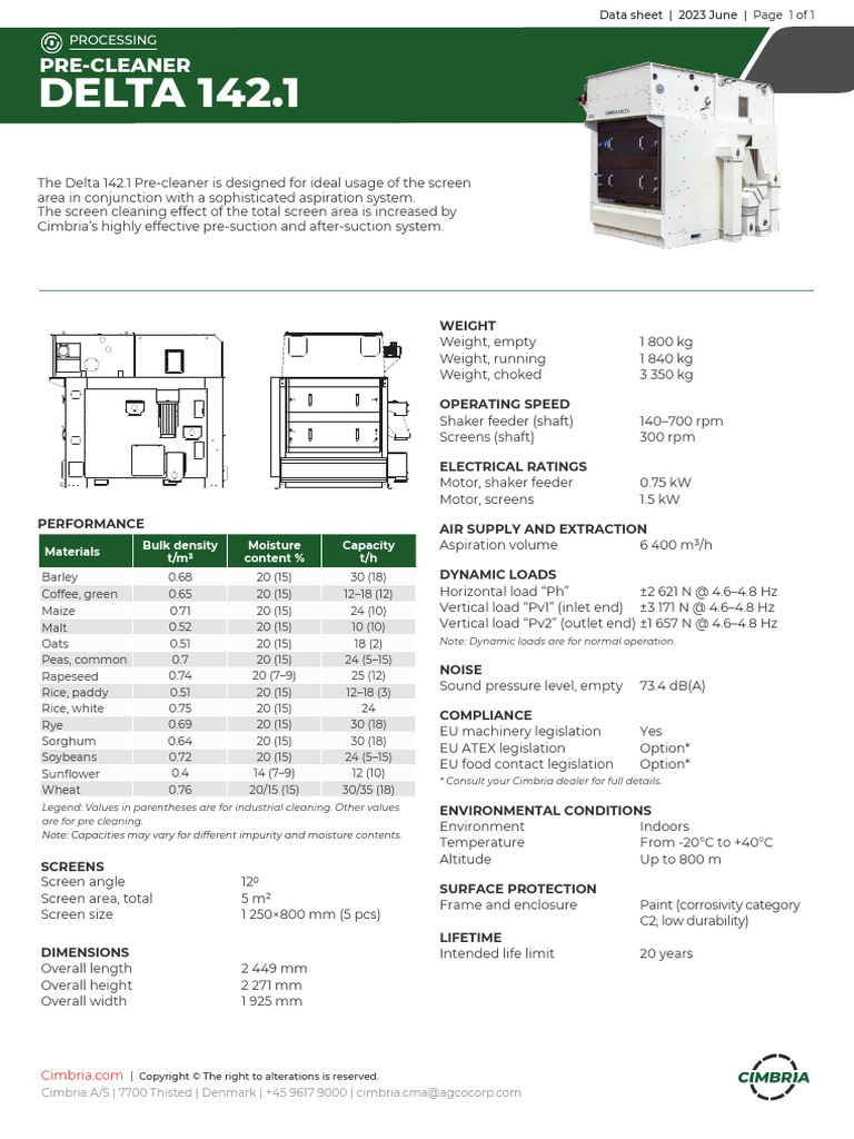 Pre Cleaner 142 1 Datasheet EN | PDF