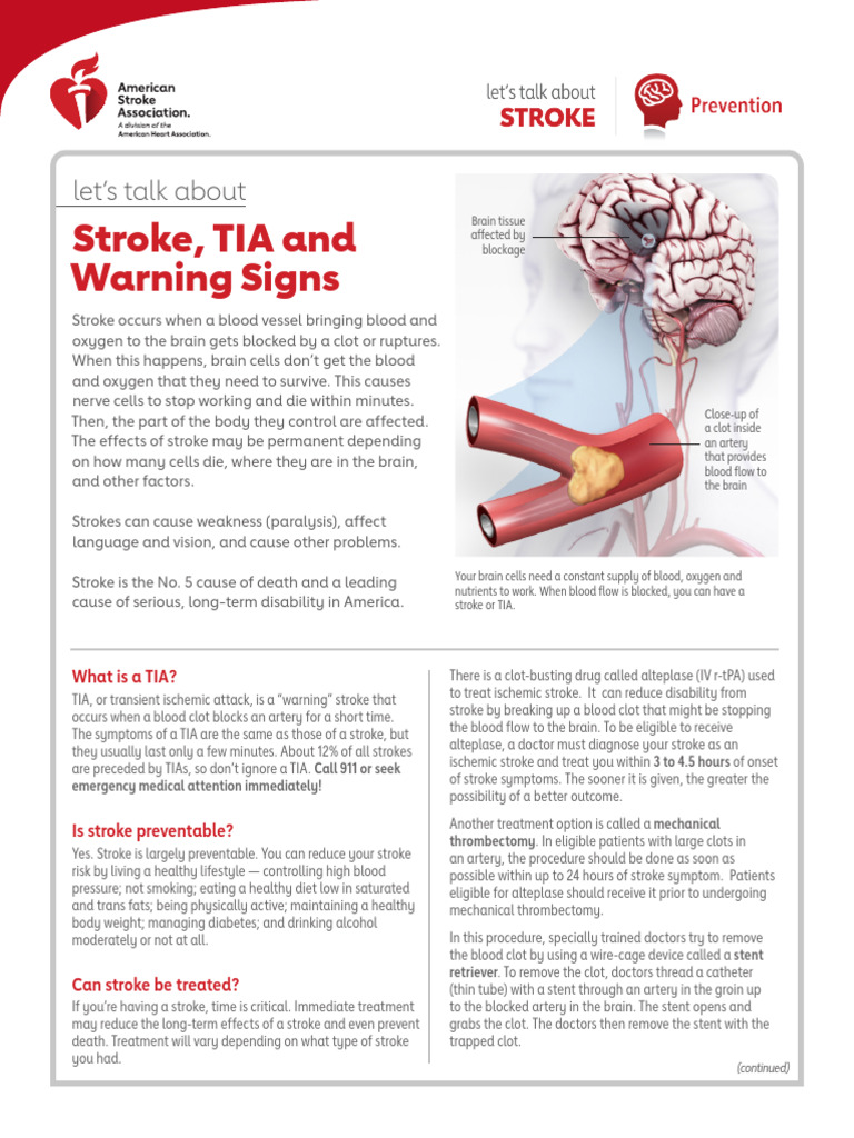 Lets Talk About Stroke TIA Warning Signs | PDF